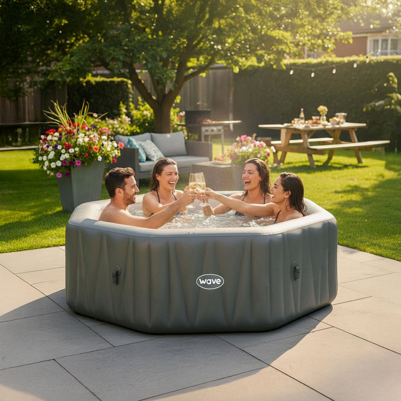Aegean | 6-Person Octagonal Inflatable Hot Tub | Portable Spa | Blow Up ...