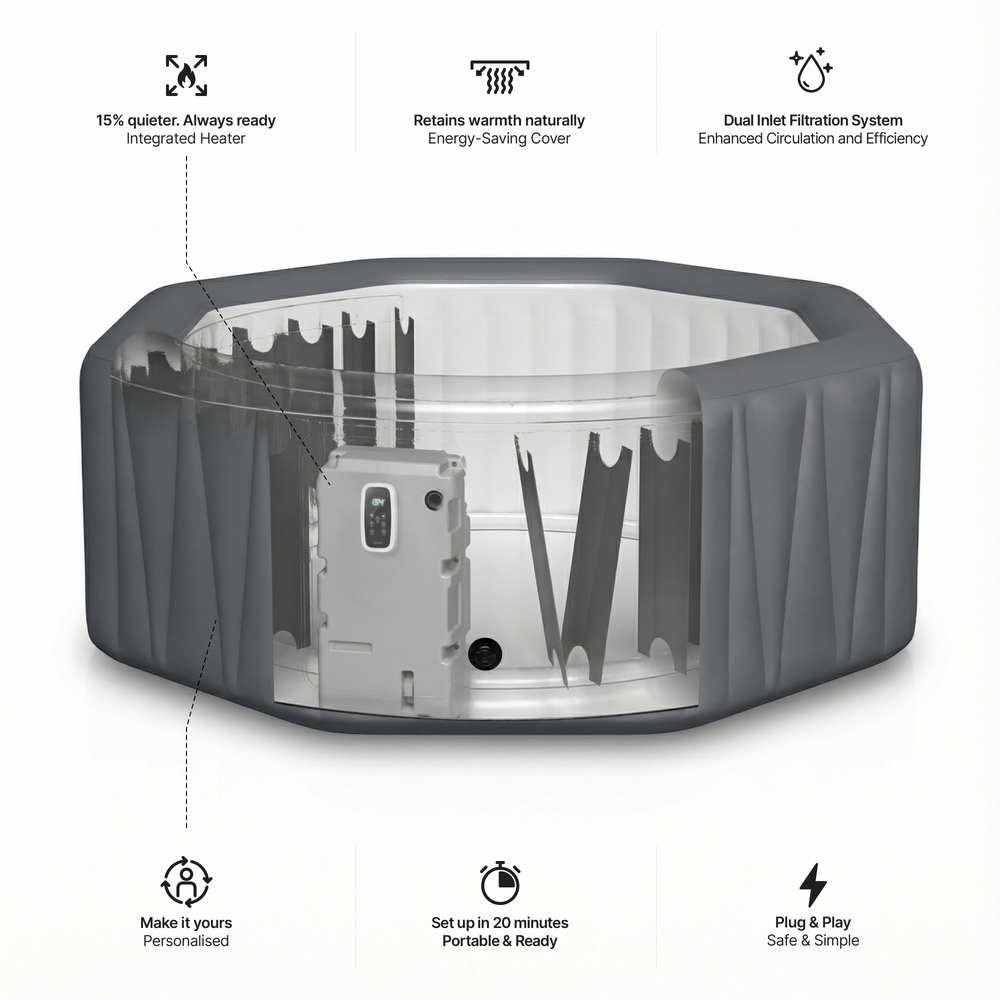 Aegean | 6-Person Octagonal Inflatable Hot Tub | Portable Spa | Blow Up ...