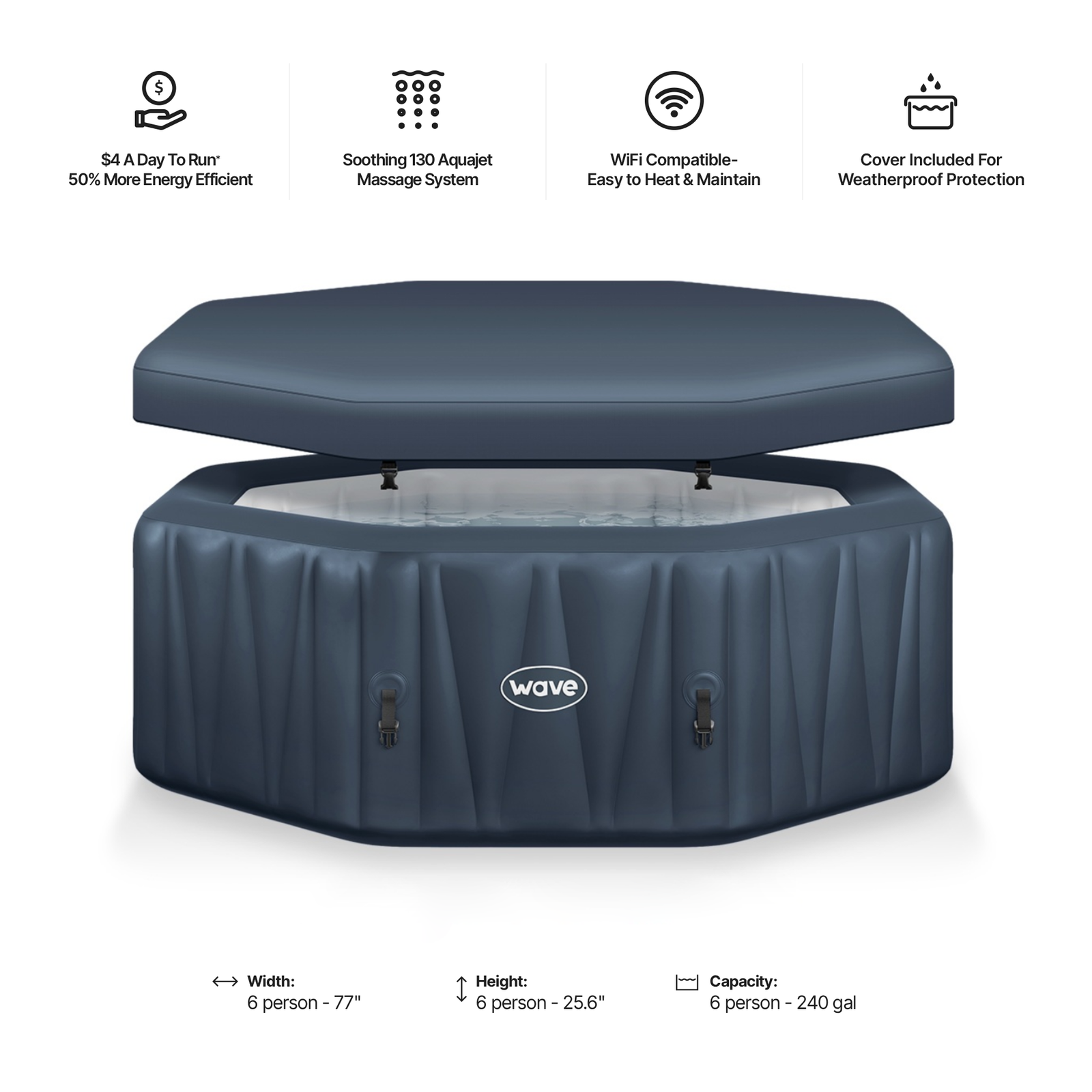 Aegean | 6-Person Octagonal Inflatable Hot Tub | Portable Spa | Blow Up ...