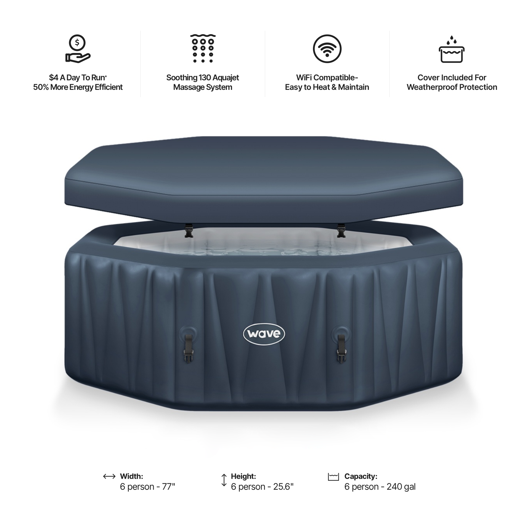 Aegean | 6-Person Octagonal Inflatable Hot Tub | Portable Spa | Blow Up ...